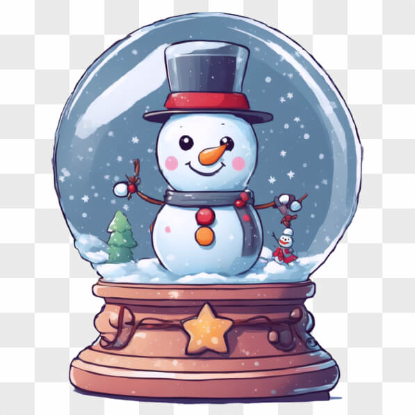 Download Festive Snow Globe with Snowman Cartoons Online - Creative Fabrica