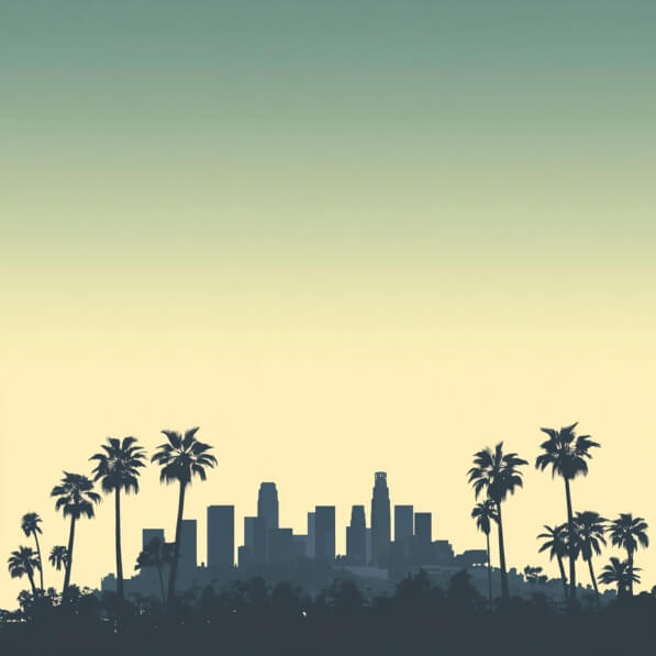 Download Los Angeles Skyline Silhouette with Palm Trees Backgrounds ...
