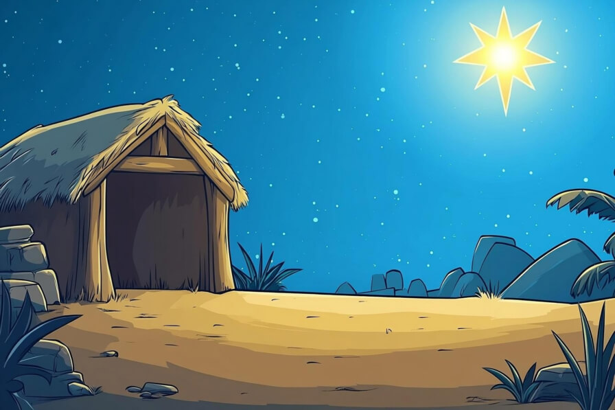 Scarica Presepe sotto la notte stellata Sfondi Online - Creative Fabrica