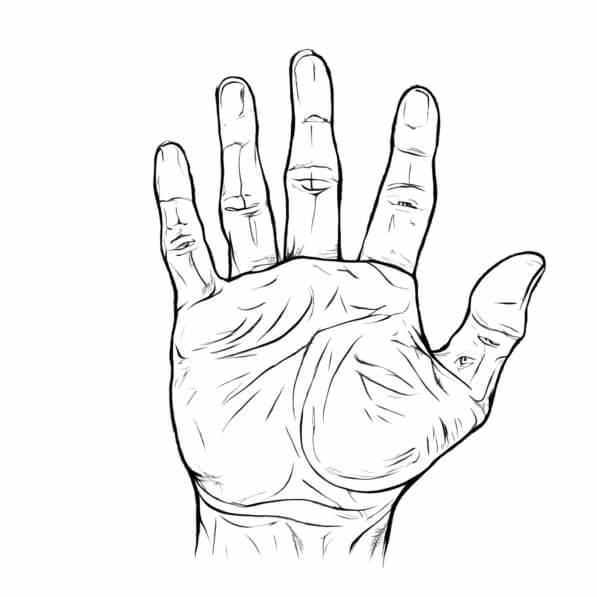 Download Illustration of an Open Hand Coloring pages Online - Creative ...