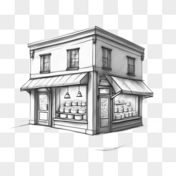 Download Charming Corner Shop Sketch Sketches Online - Creative Fabrica