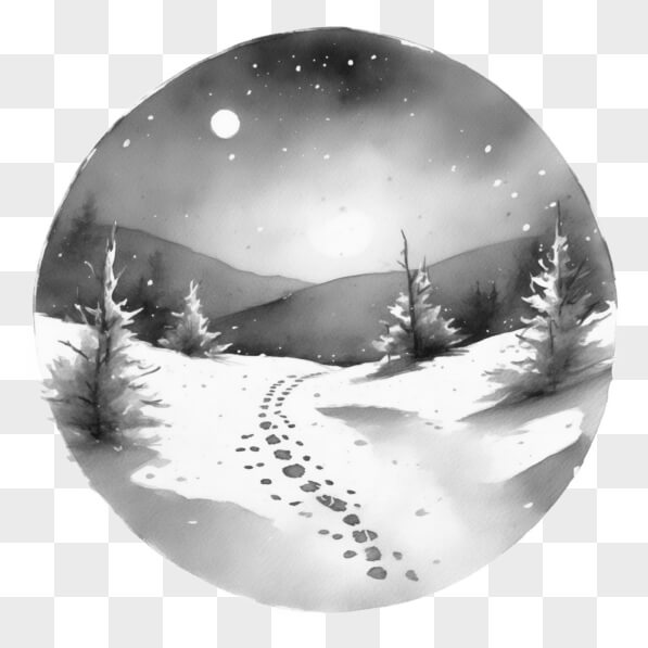 Download Winter Landscape with Snowy Path Sketches Online - Creative ...