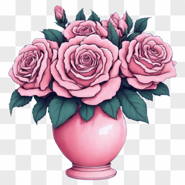 Download Elegant Pink Roses in Glossy Vase Cartoons Online - Creative ...