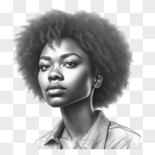 Descarga Retrato de una mujer con cabello rizado Bocetos En Línea - Creative Fabrica