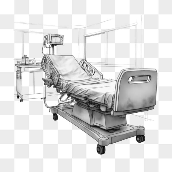 Download Ziekenhuiskamer met medisch bed Schetsen online op Creative Fabrica