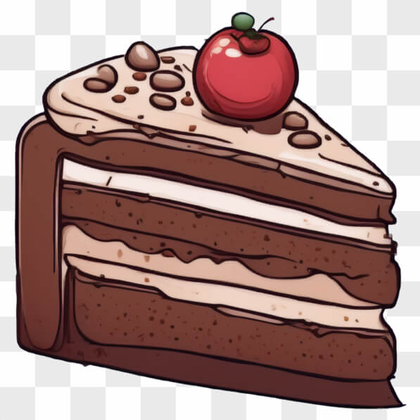 Download Slice of Chocolate Cake with Cherry Cartoons Online - Creative ...