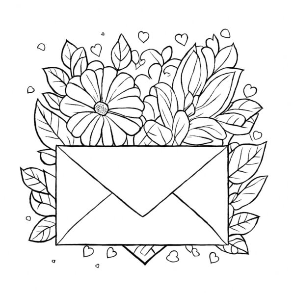 Download Floral Envelope Coloring Page Coloring pages Online - Creative ...