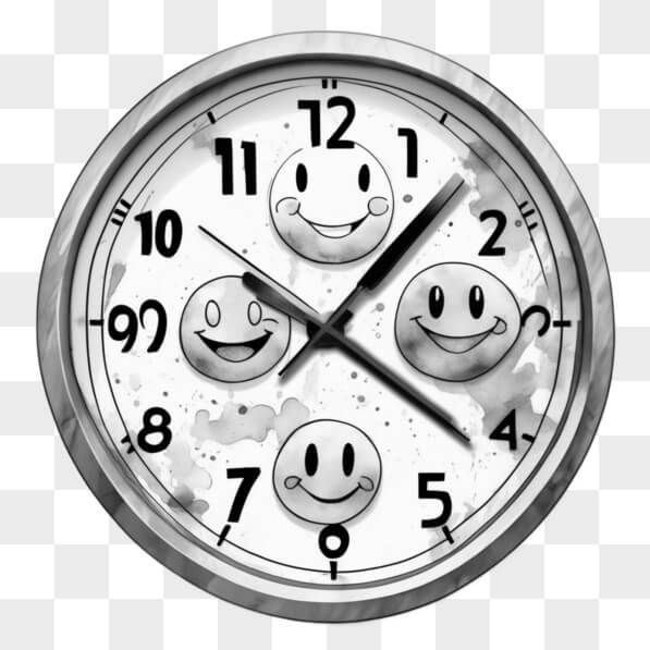 Download Cheerful Clock with Smiling Faces Sketches Online - Creative ...