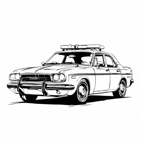 Download Vintage Police Car Coloring pages Online - Creative Fabrica