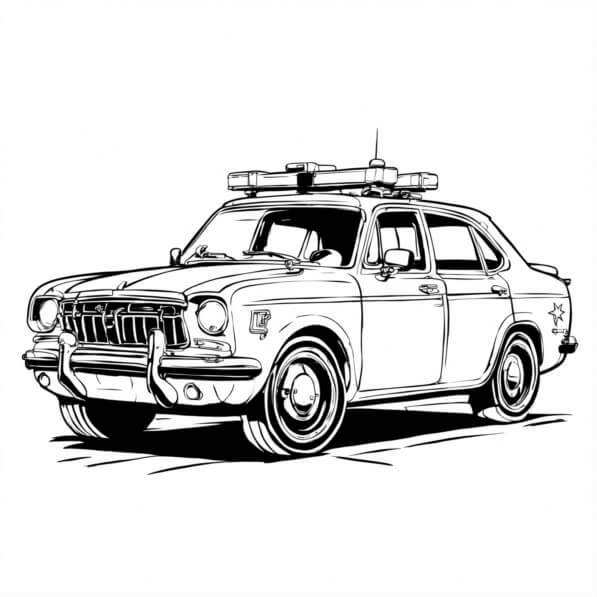 Download Vintage Police Car Illustration Coloring pages Online ...