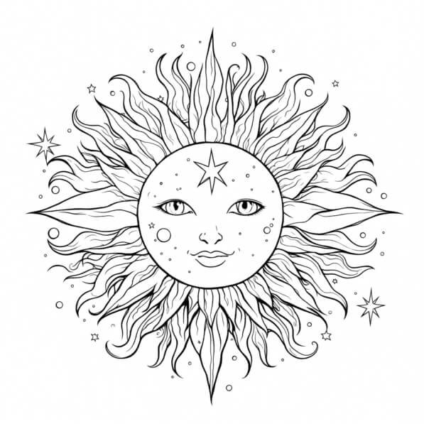 Download Whimsical Sun Illustration Coloring pages Online - Creative ...