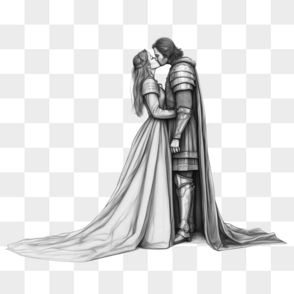Download Romantic Kiss Between Knight and Lady Sketches Online ...