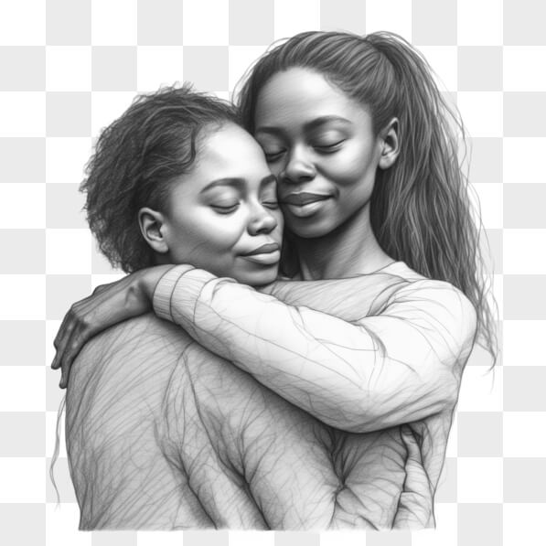 Download Affectionate Embrace Between Two Women Sketches Online ...