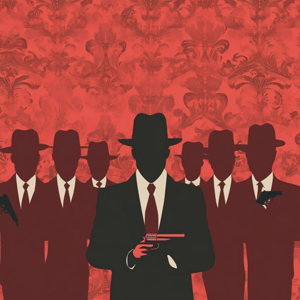 Download Gangster Silhouettes on Red Background Backgrounds Online ...