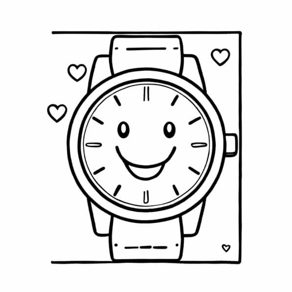 Download Happy Watch Illustration Coloring pages Online - Creative Fabrica