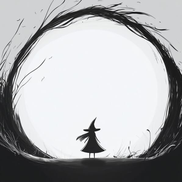 Download Whimsical Witch Silhouette Against a Mystical Background ...