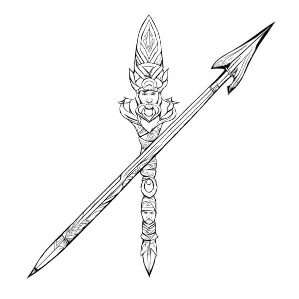 Download Intricate Line Drawing of a Spear and Warrior Coloring pages ...