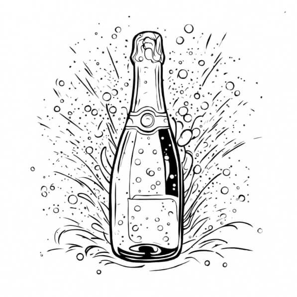 Download Champagne Bottle with Bubbles and Splash Coloring pages Online ...