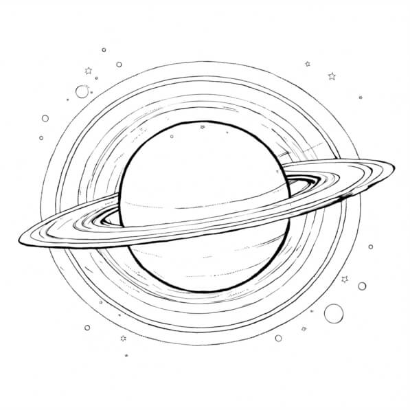 Download Illustration of Saturn with rings in space Coloring pages ...