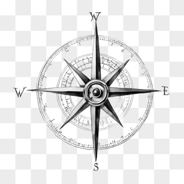 Download Detailed Illustration of a Compass Sketches Online - Creative ...