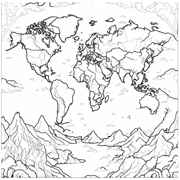 Download Outline Map of the World for Coloring Coloring pages Online ...