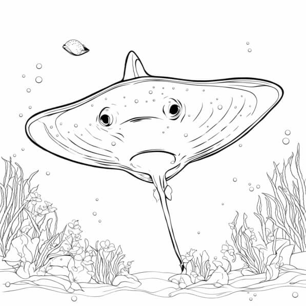 Download Sad Stingray Underwater Illustration Coloring pages Online ...