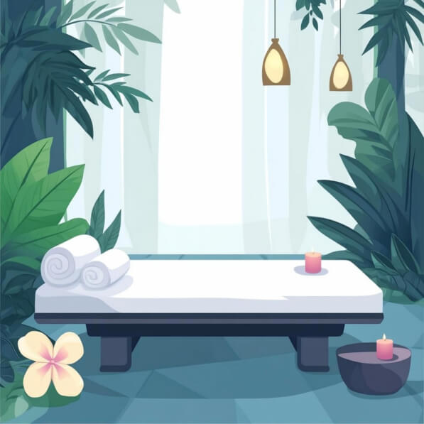 Download Tranquil Spa Setting with Massage Table and Candles ...