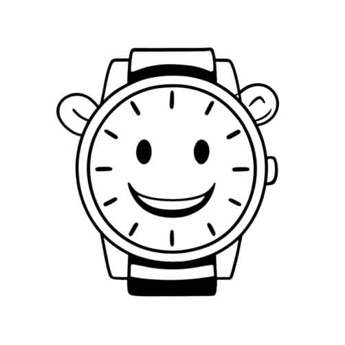 Download Playful Cartoon Watch with Smiley Face Coloring pages Online ...