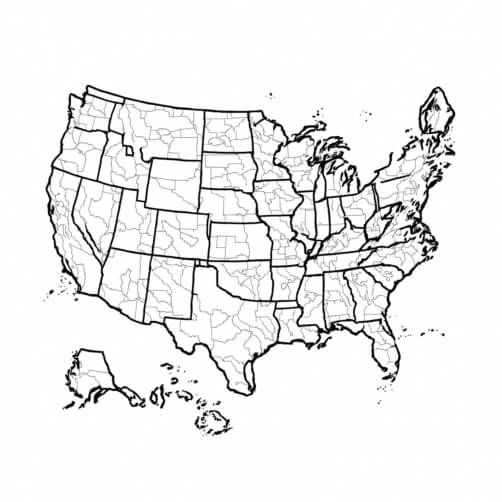 Download Outline Map of the United States Coloring pages Online ...