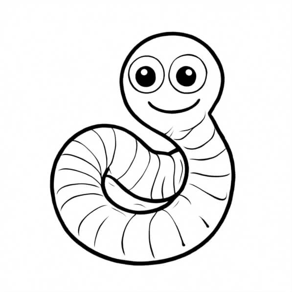 Download Happy Cartoon Worm Coloring pages Online - Creative Fabrica