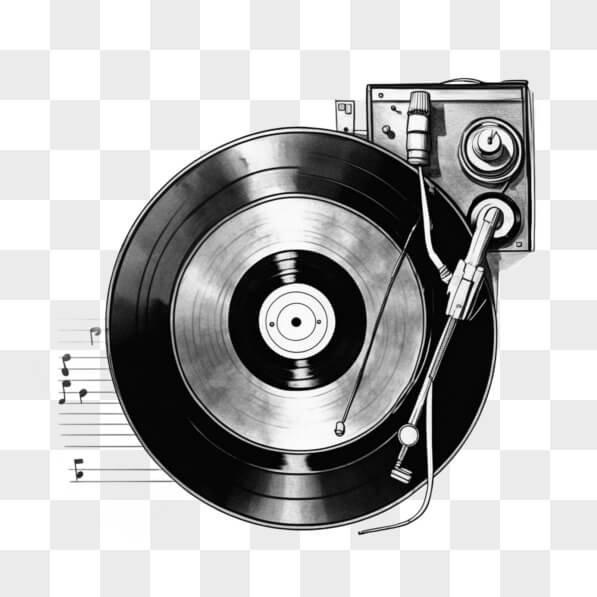 Download Vinyl Record Player with Musical Notes Sketches Online ...