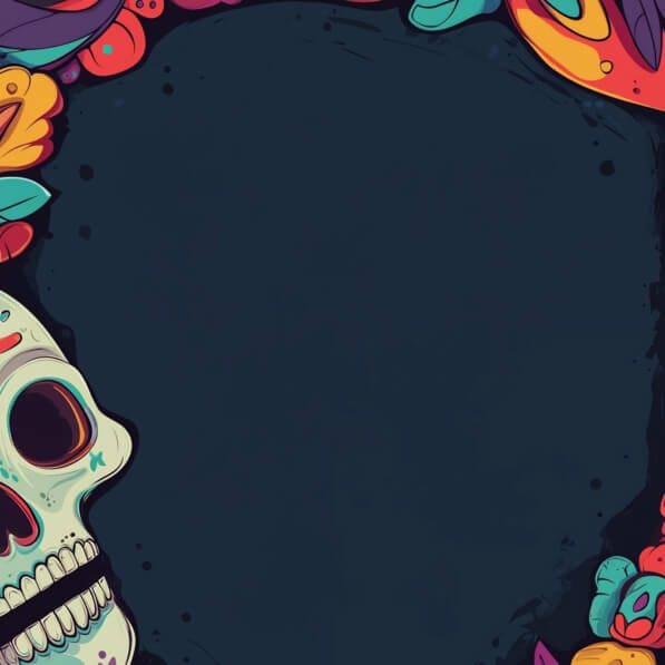 Baixe Caveira Colorida com Borda Floral Backgrounds - Creative Fabrica