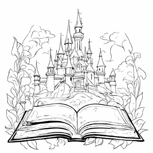 Scarica Castello delle Fiabe con Libro Aperto Pagine da colorare Online ...