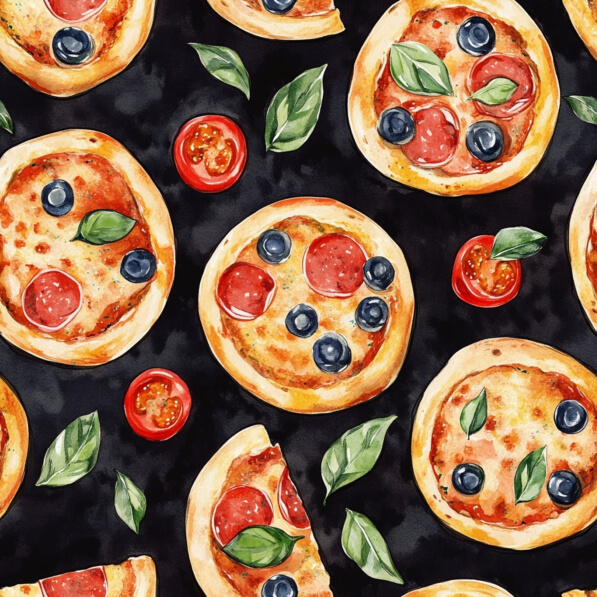 Download Colorful Pizza Pattern on Dark Background Patterns Online ...