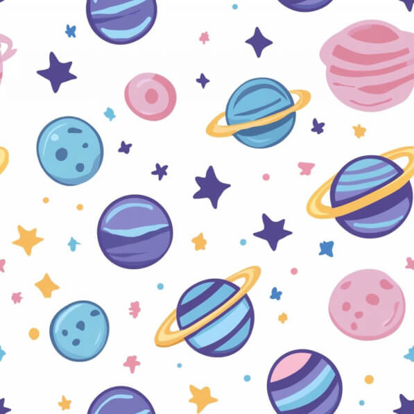 Download Colorful Space Pattern with Planets and Stars Patterns Online ...