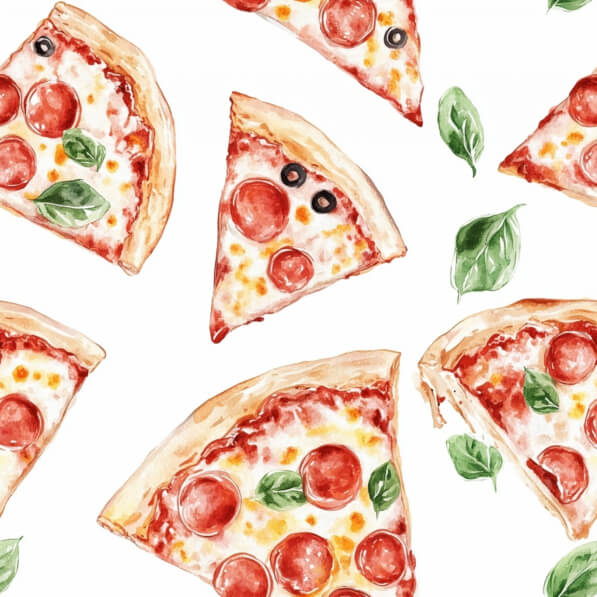 Download Watercolor Pizza Slices Patterns Online - Creative Fabrica