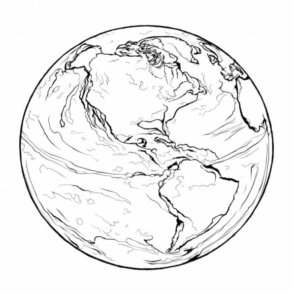 Download Line Art Illustration of the Earth Coloring pages Online ...