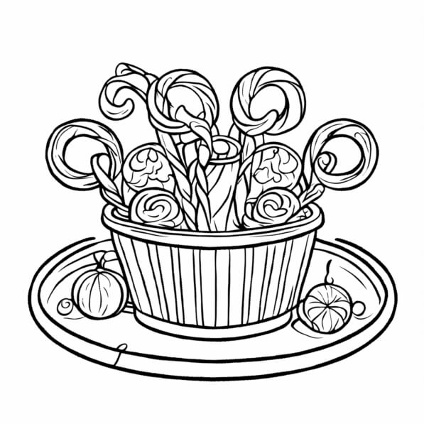 Download Assorted Candies in a Cup Coloring pages Online - Creative Fabrica