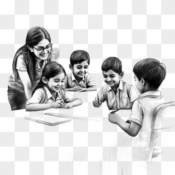 Download Classroom Engagement with Students Sketches Online - Creative ...