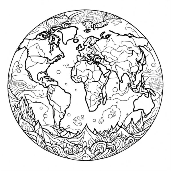 Download Intricate Line Art of Earth Coloring pages Online - Creative ...