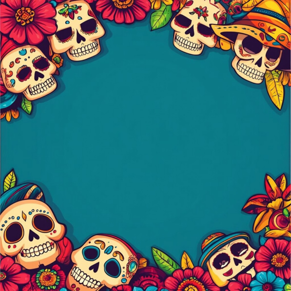 Download Colorful Sugar Skull Border for Day of the Dead Backgrounds ...