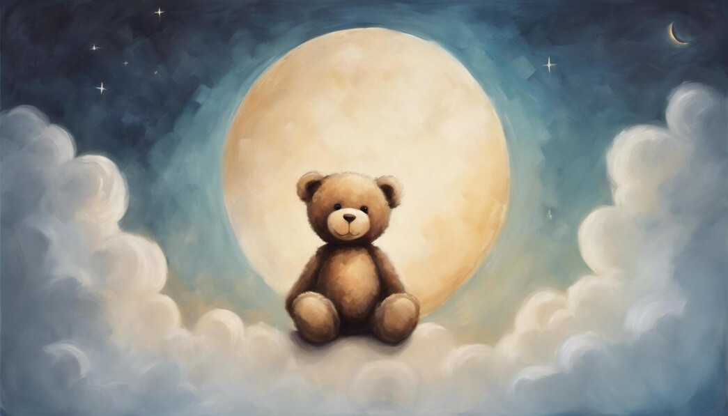 Download Teddy Bear on a Cloud with Moon and Stars Backgrounds Online ...