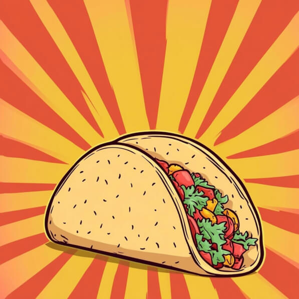 Download Stylized Taco with Sunburst Background Backgrounds Online ...