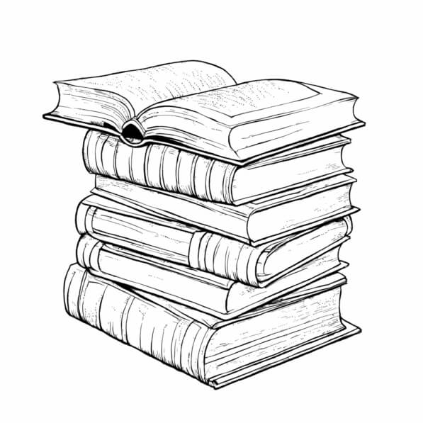 Scarica Pila di Libri in Stile Artistico Pagine da colorare Online ...