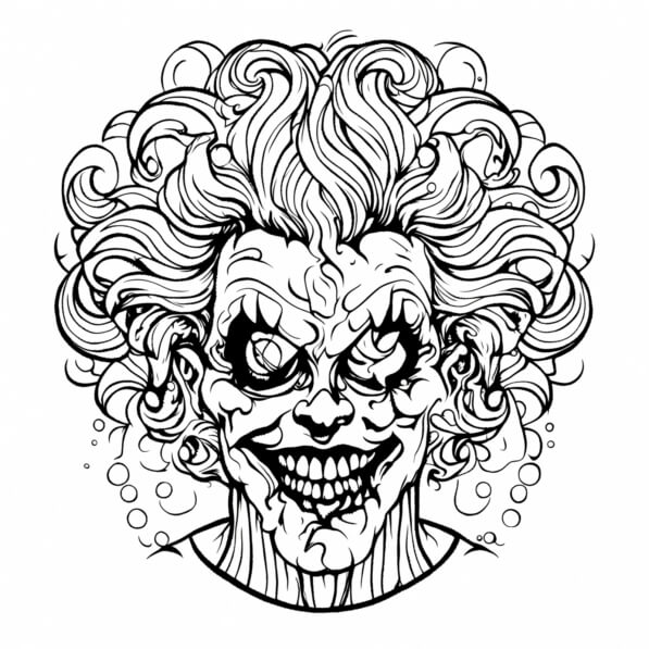 Download Grotesque Clown Illustration Coloring pages Online - Creative ...