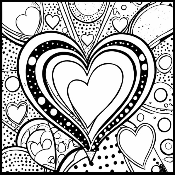 Download Intricate Heart Pattern Coloring pages Online - Creative Fabrica