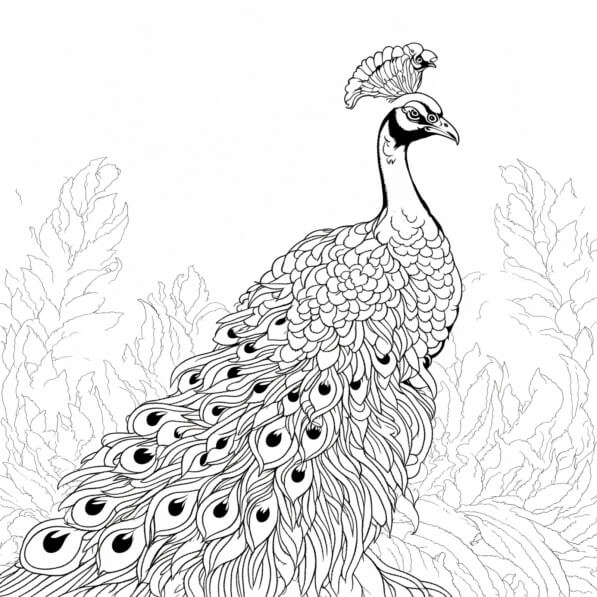 Descarga Ilustración Intrincada de Pavo Real Páginas para colorear En ...