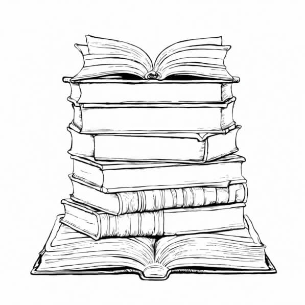 Download Stack of Books Coloring pages Online - Creative Fabrica