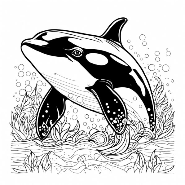 Download Illustrated Orca Swimming Underwater Coloring pages Online ...