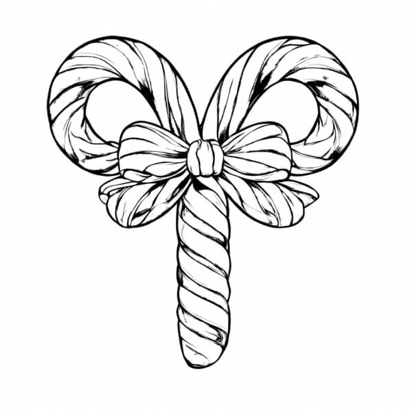 Download Stylized Candy Cane with Bow Coloring pages Online - Creative ...